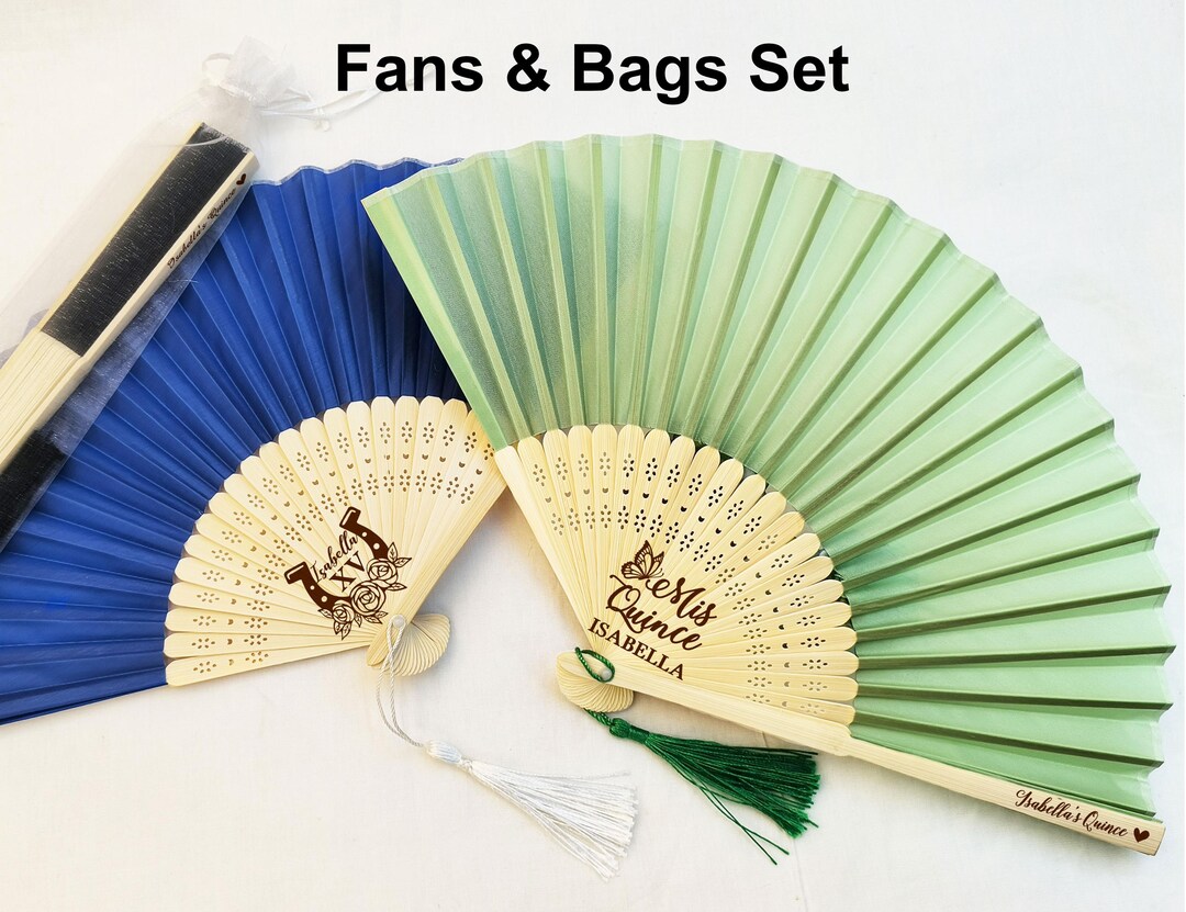 Custom Quinceañera Favor Fan With Tassels/mis Quince Favors Fan & Bag ...