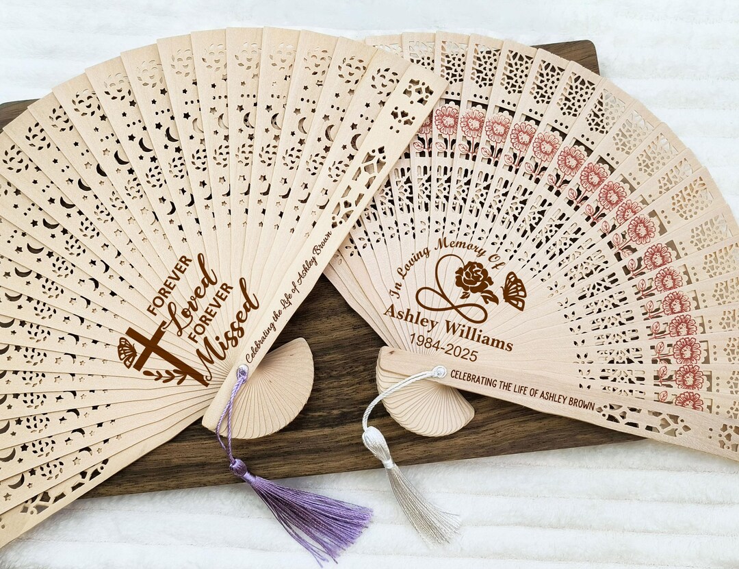 Funeral Favors for Guests in Bulk/personalized Fans With Tassel/memorial Program Order of ...