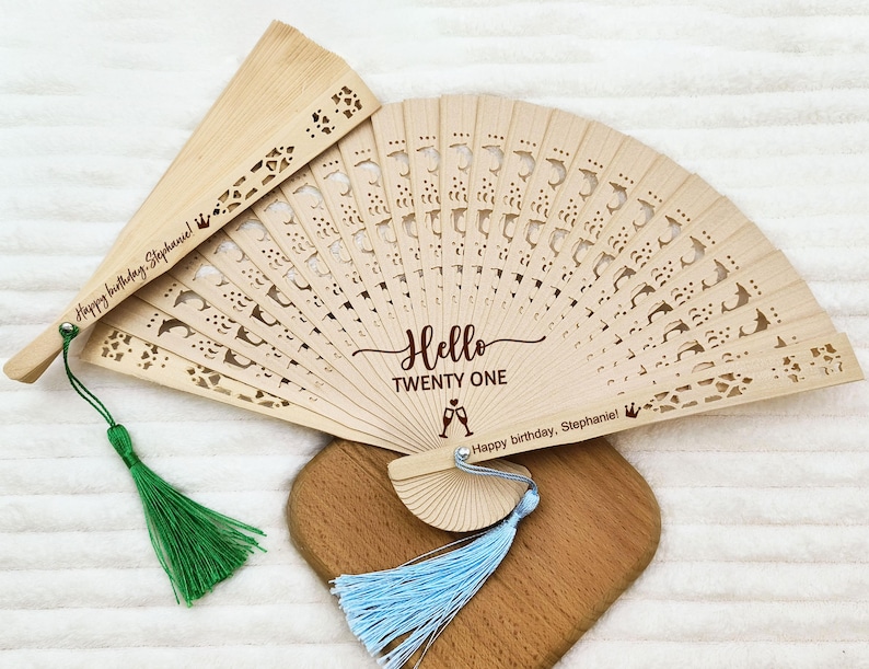 Custom Birthday Sandalwood Fans in Bulk, Wooden Fans With Tassel, Dirty ...