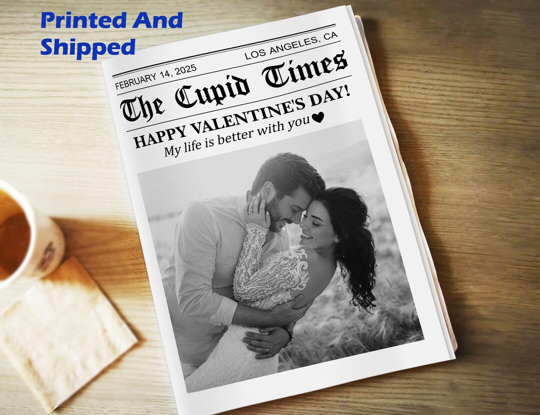 CUSTOM Large Newspaper Printed and Shipped/personalized Valentines Day ...