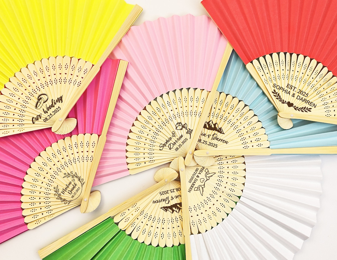 Wedding Rustic Fans Favors Personalized Hand Sandalwood Fans Bridal ...