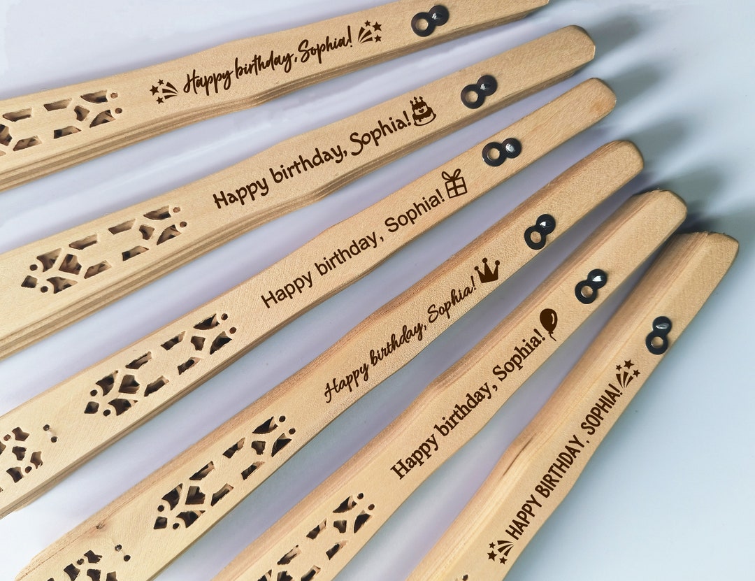Bulk Personalized Hand Fan, Birthday Favor, Summer Wooden Fan, Engraved ...