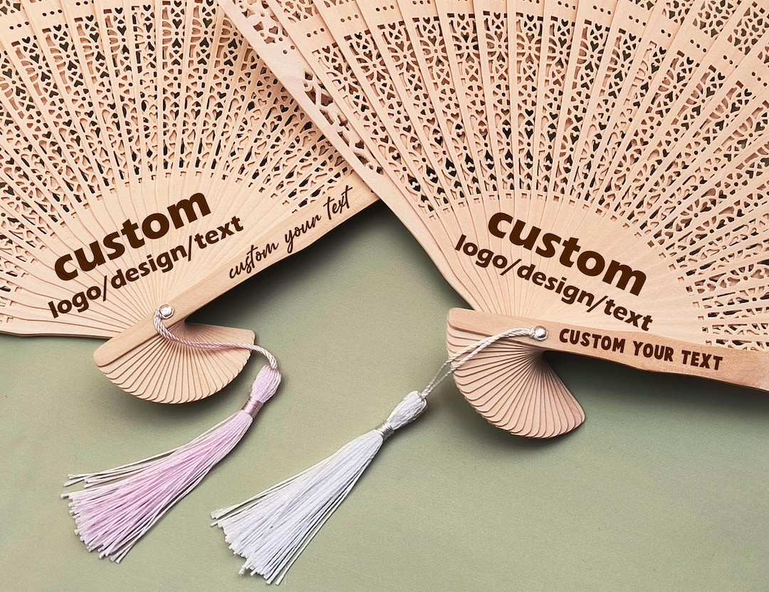 Bulk Business Logo Fans With Tassel Custom Business Favors Personalized ...