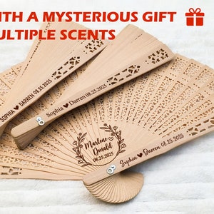 Ocean Fruit Scented Wedding Fans Rustic Sandalwood Fans Favors in Bulk ...