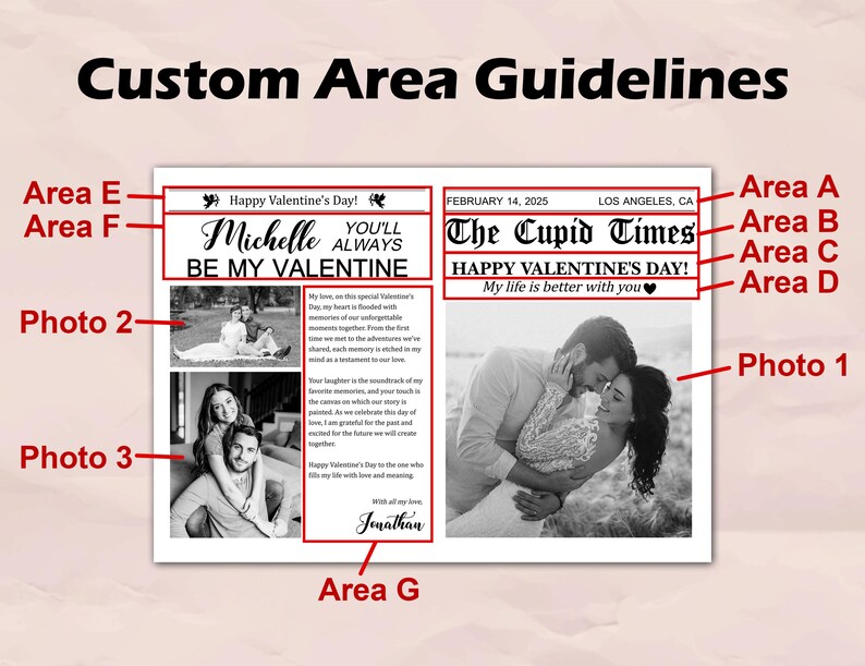 CUSTOM Large Newspaper Printed and Shipped/personalized Valentines Day ...
