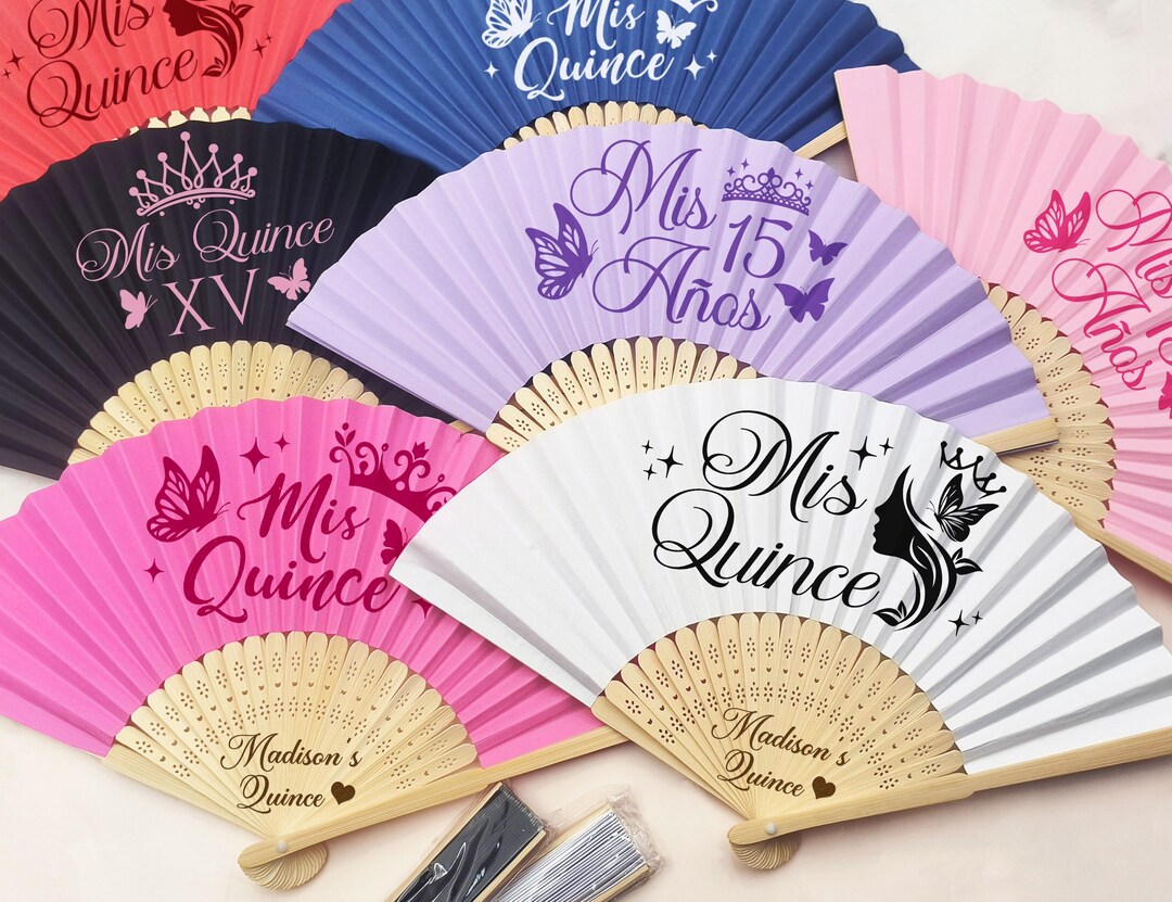 Personalised Coloured Paper Fans for Quinceañera/custom Folding Fan ...