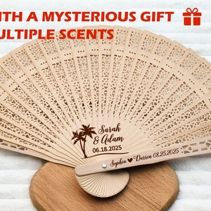 Ocean Fruit Scented Wedding Fans Rustic Sandalwood Fans Favors in Bulk ...