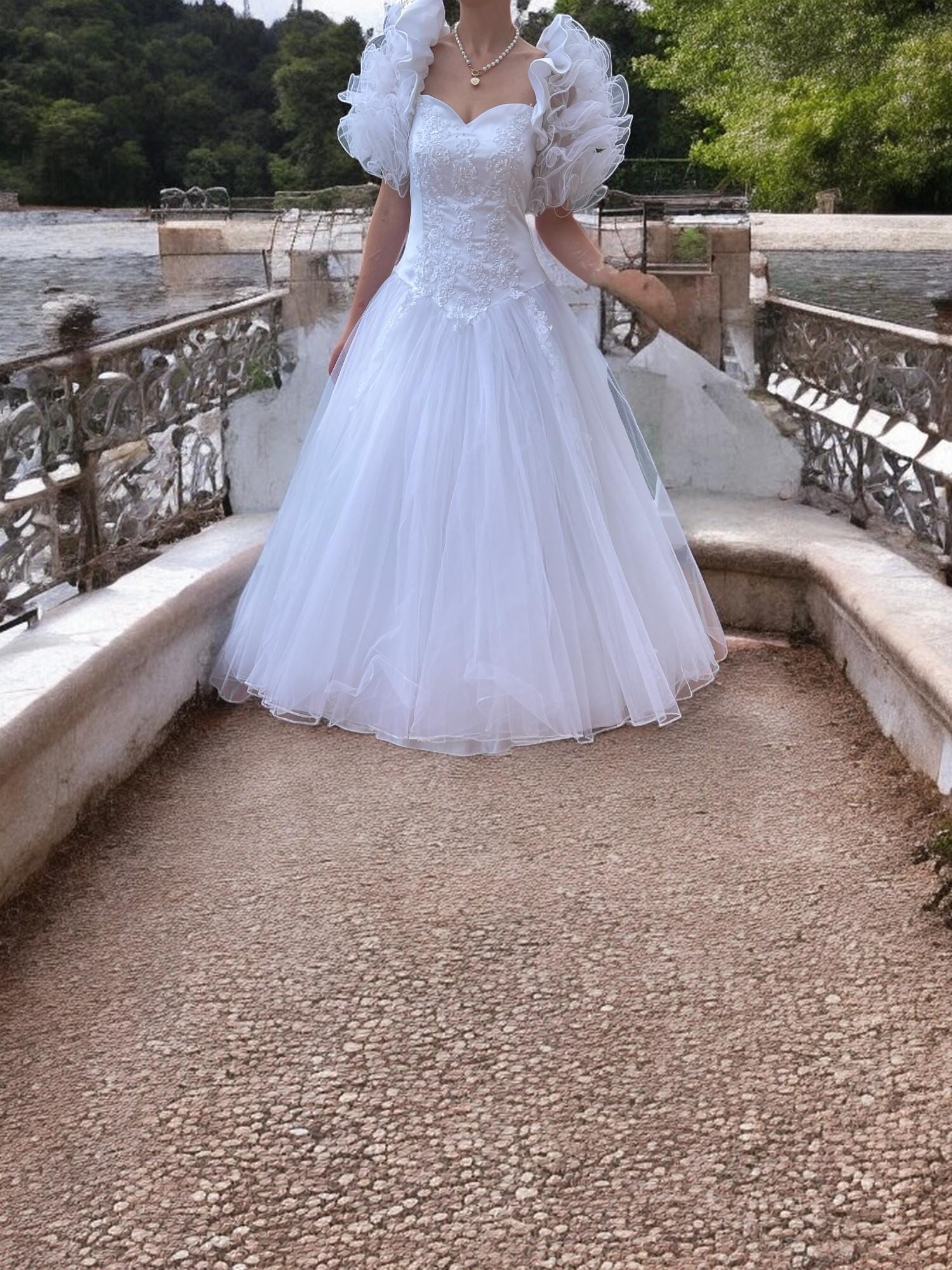 Beautiful Vintage Wedding Dress With Large Puff Sleeves - Etsy