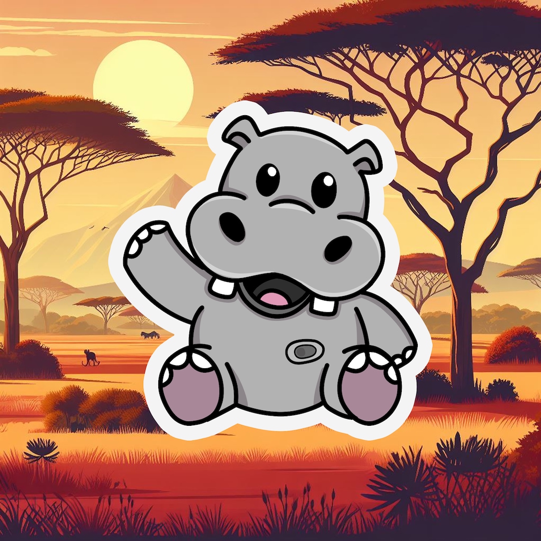 TD1 Happy Hippo Sticker- 2.7" - Etsy