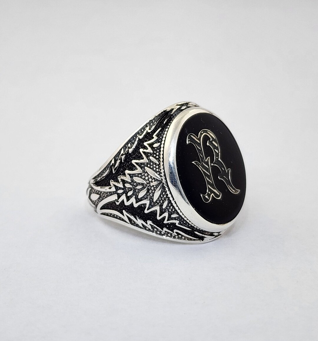 Initial Ring Silver, Letter Ring Men, Monogram Ring, Personalized Ring ...