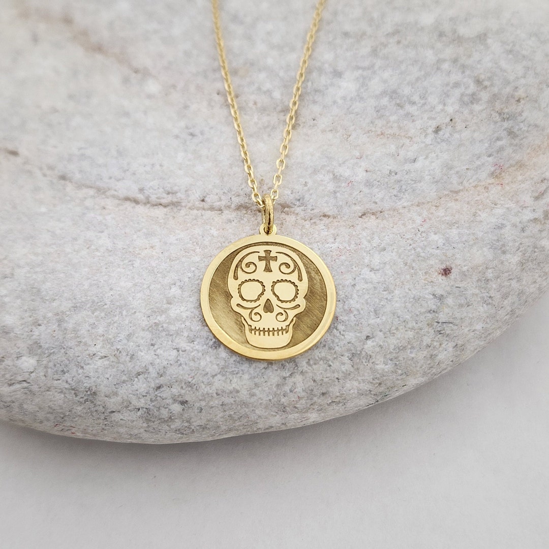 Real 14k Solid Gold Skull Necklace, Solid Real Gold Skull Pendant Charm ...