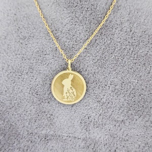 Real 14k Solid Gold Rabbit Necklace, Personalized Rabbit Pendant ...