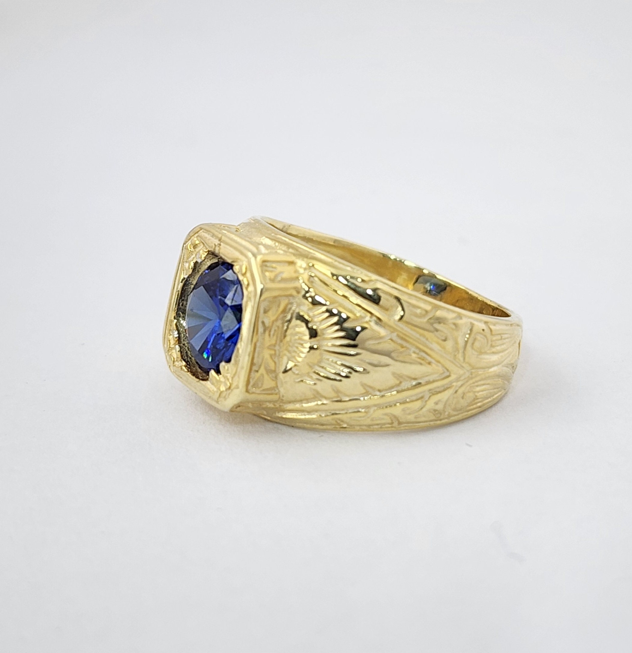 Gold Ring With Sapphire Stone, 14K Gold Ring for Men, Modern Sapphire ...