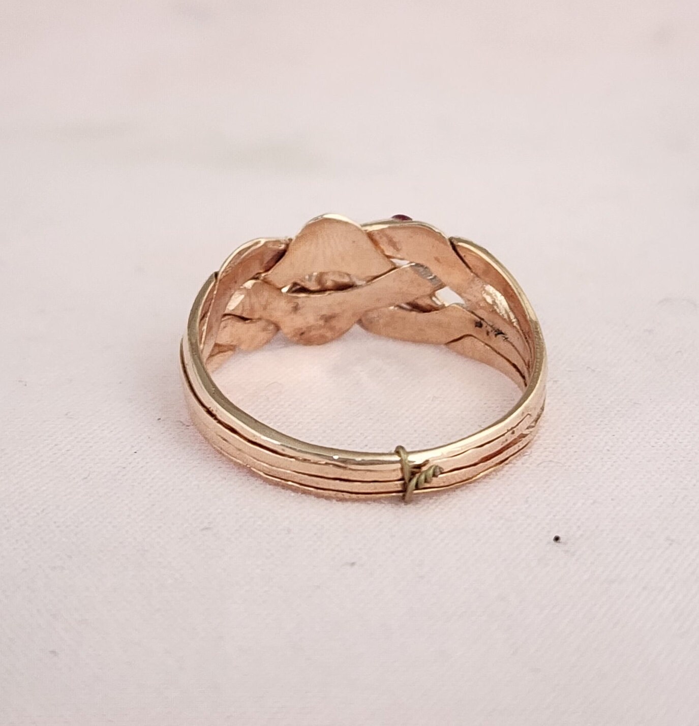 Ladies 5 Band Puzzle Ring. 14K Yellow Gold Puzzle Ring With Ruby Stone ...