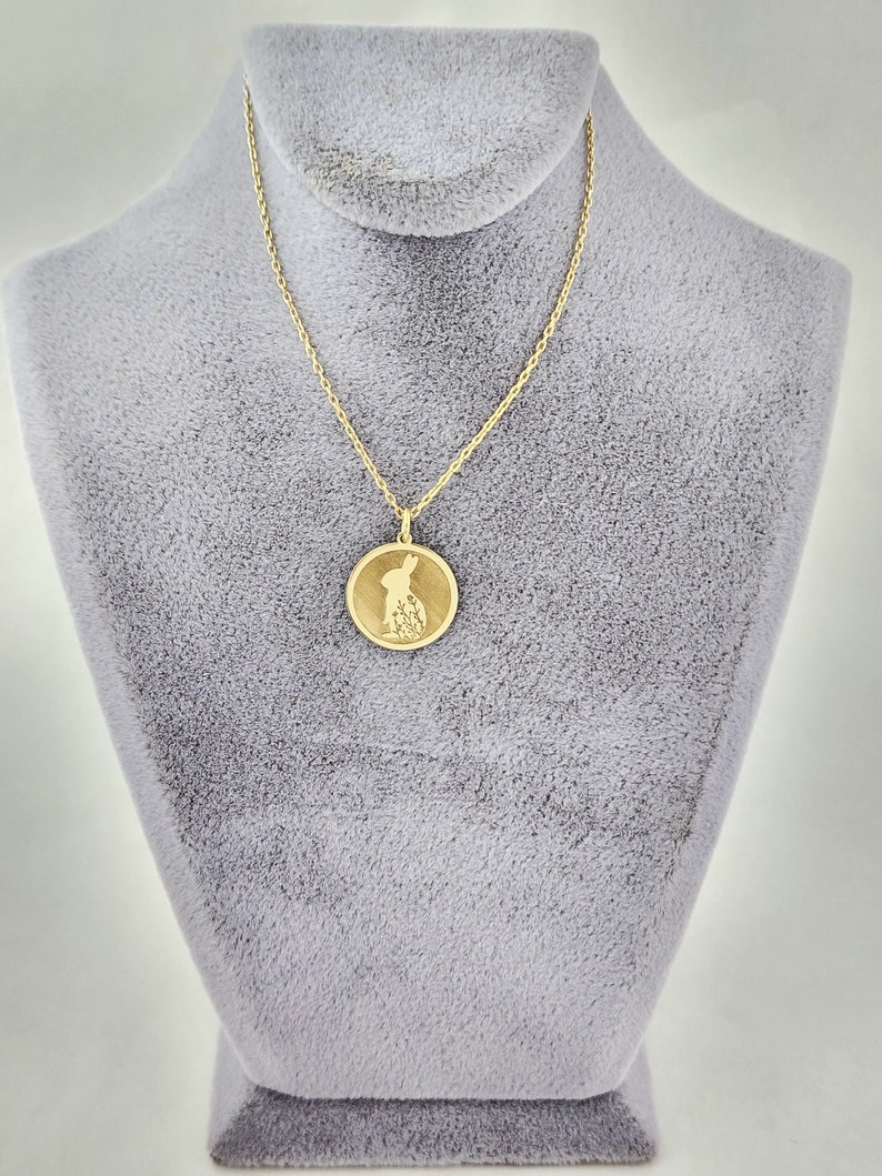 Real 14k Solid Gold Rabbit Necklace, Personalized Rabbit Pendant ...