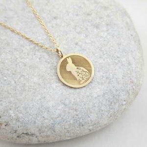 Real 14k Solid Gold Rabbit Necklace, Personalized Rabbit Pendant ...