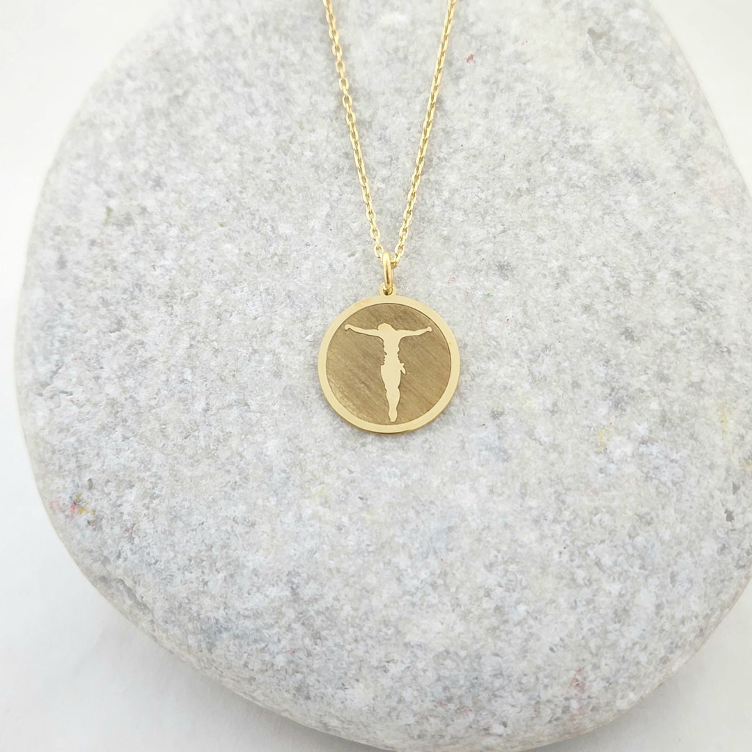 14k Gold Jesus Crucifix Necklace, Personalized Jesus Crucifix Pendant ...