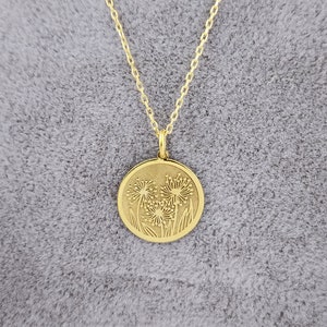 Real 14k Solid Gold Dandelion Necklace, Personalized Dandelion Pendant ...