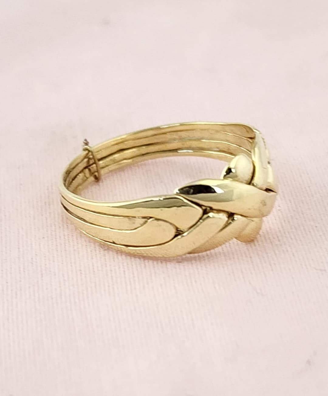 14K Solid Yellow Gold Puzzle Ring - Handmade Interlocking Band Design ...