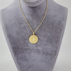 Dainty 14k Solid Gold Jerusalem Cross Coin Necklace: Greek Orthodox ...
