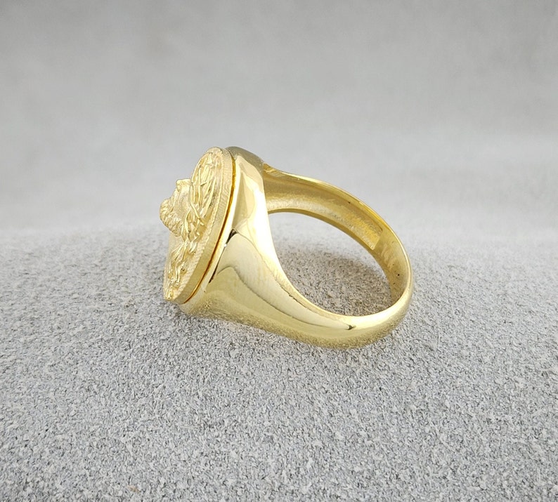 14K Gold Jesus Men's Ring, Relief Jesus Signet Rings, 10K Messiah ...