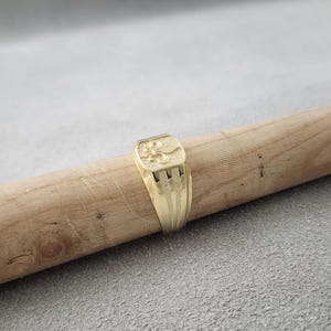 14k Gold Fleur De Lis Signet Ring - Handmade Men's Ring With Lotus ...