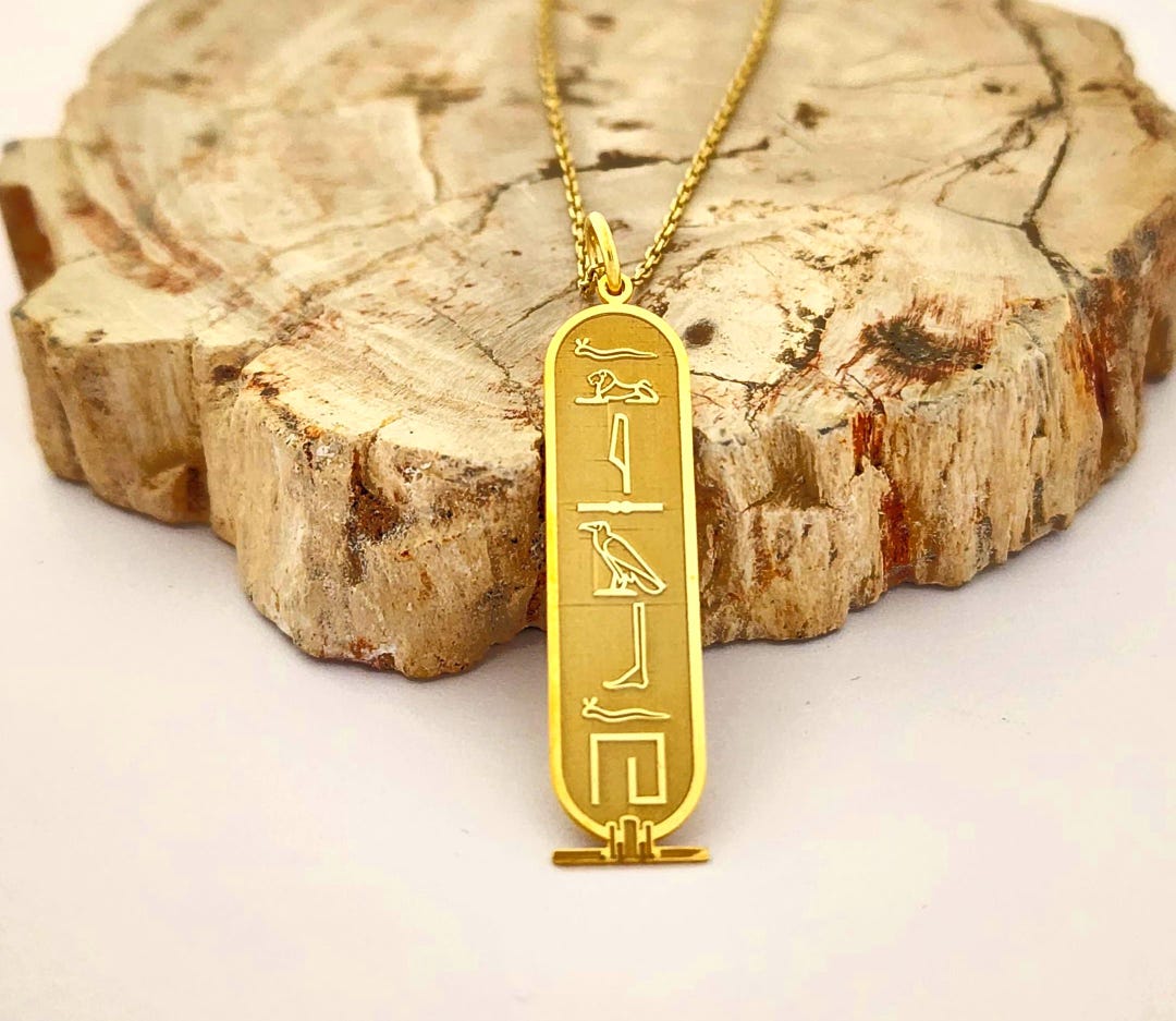 Custom Egyptian Cartouche Necklace: Silver Hieroglyphic Pendant - Etsy
