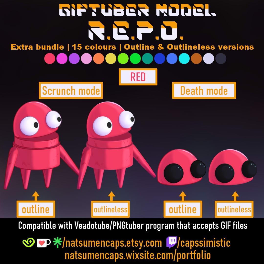 REPO (EXTRA BUNDLE) Giftuber/pngtuber Model - 15 Colours + Outline ...