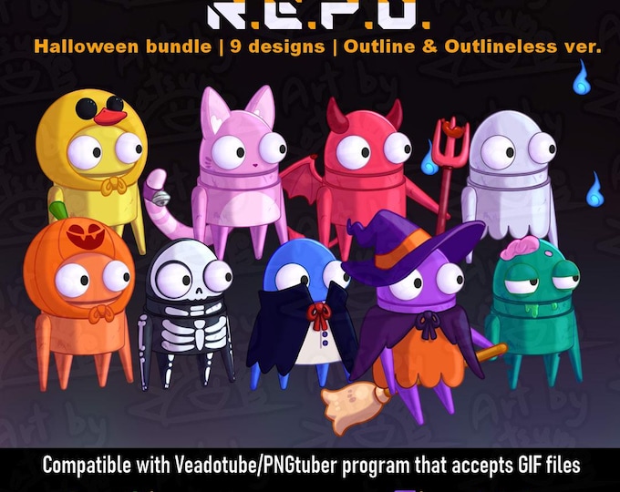 Animated Green REPO Pngtuber / Giftuber | 4 Expressions, Ready-to-use ...