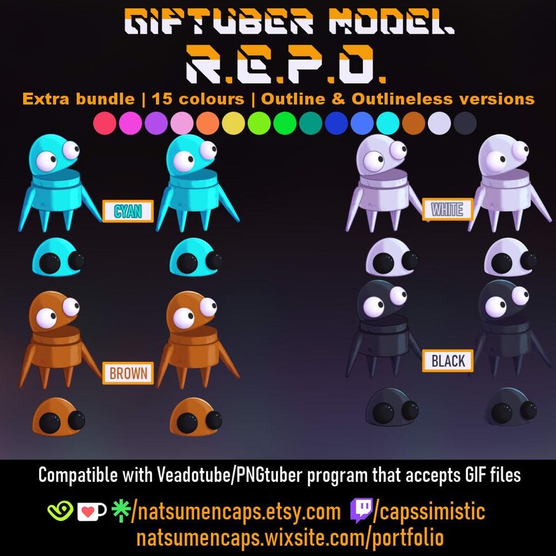 REPO (EXTRA BUNDLE) Giftuber/pngtuber Model - 15 Colours + Outline ...