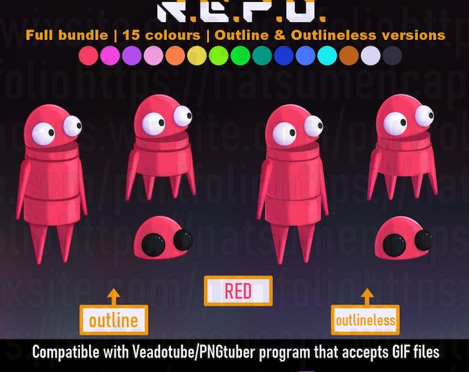 Animated Green REPO Pngtuber / Giftuber | 4 Expressions, Ready-to-use ...