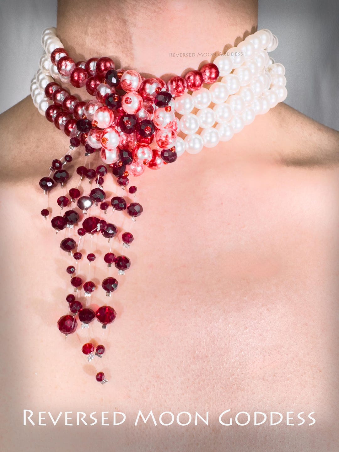 Gothic Bloody Pearl Necklace , Halloween Vampire Jewelry , Multilayer ...