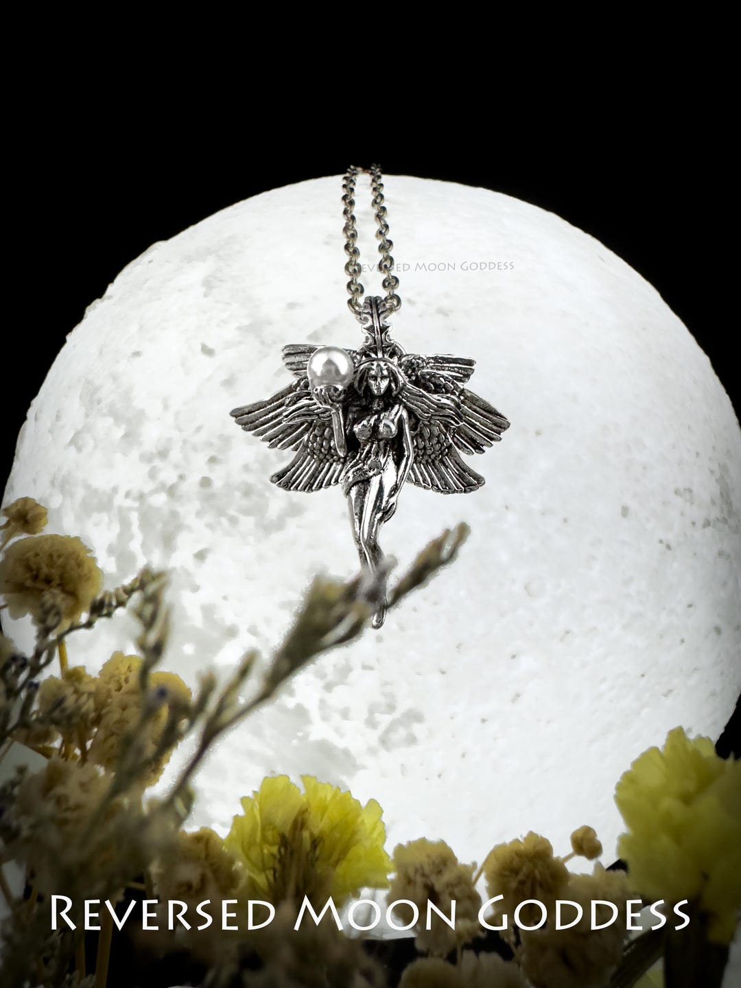 Six-winged Angel Pendant Necklace, Gothic Seraphim Talisman, Sacred ...