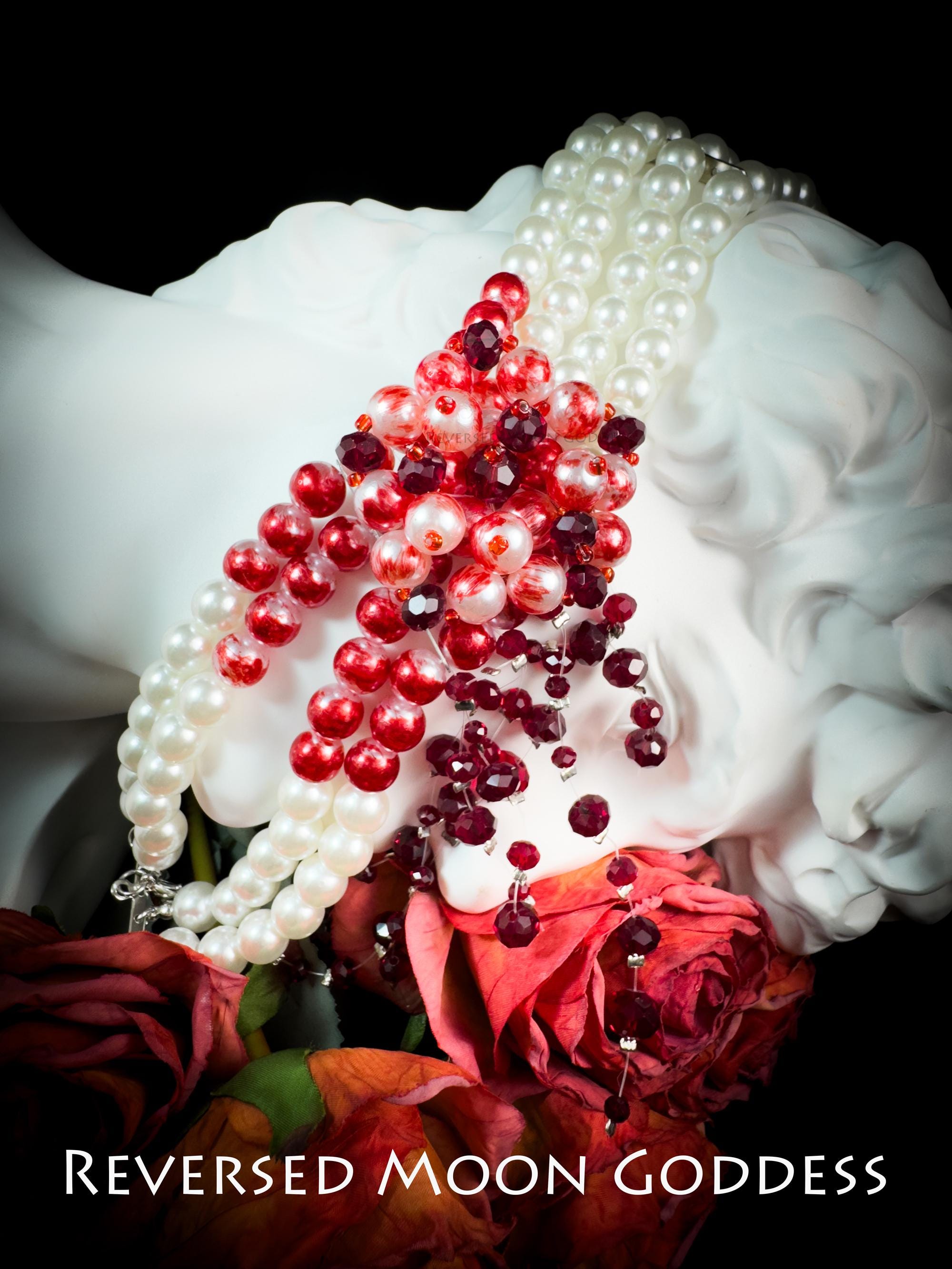Gothic Bloody Pearl Necklace , Halloween Vampire Jewelry , Multilayer ...