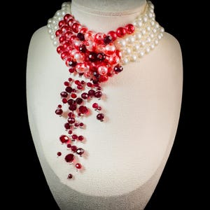 Gothic Bloody Pearl Necklace , Halloween Vampire Jewelry , Multilayer ...