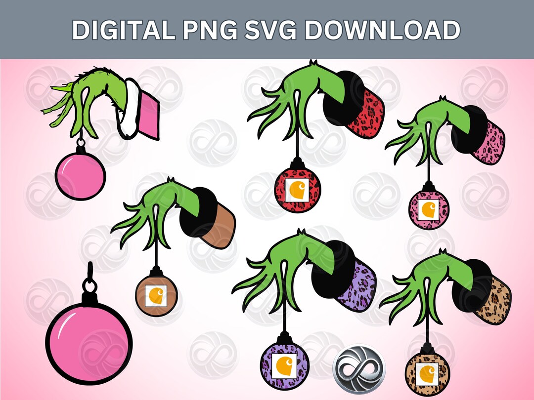 Grinch Ornament Bundle Png Svg Grinch Hand Ornament Bundle - Etsy