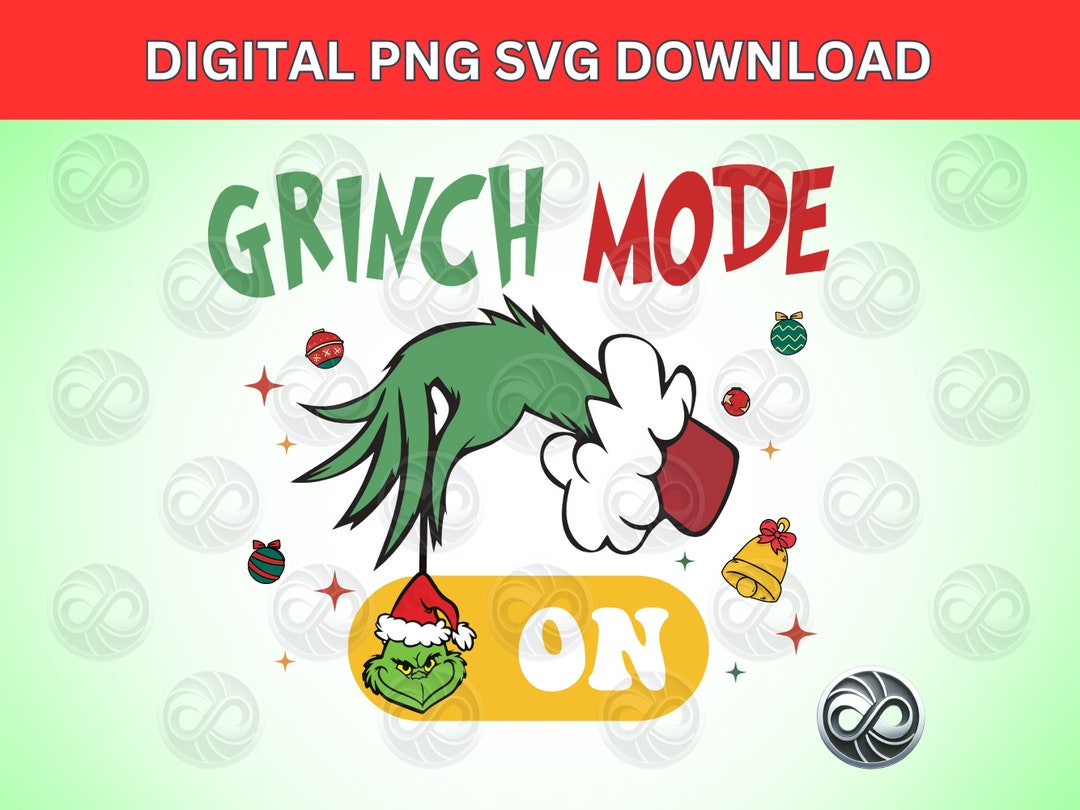 Grinch Mode on Png Svg, Grinch Svg, Retro Christmas Png Svg, Christmas ...
