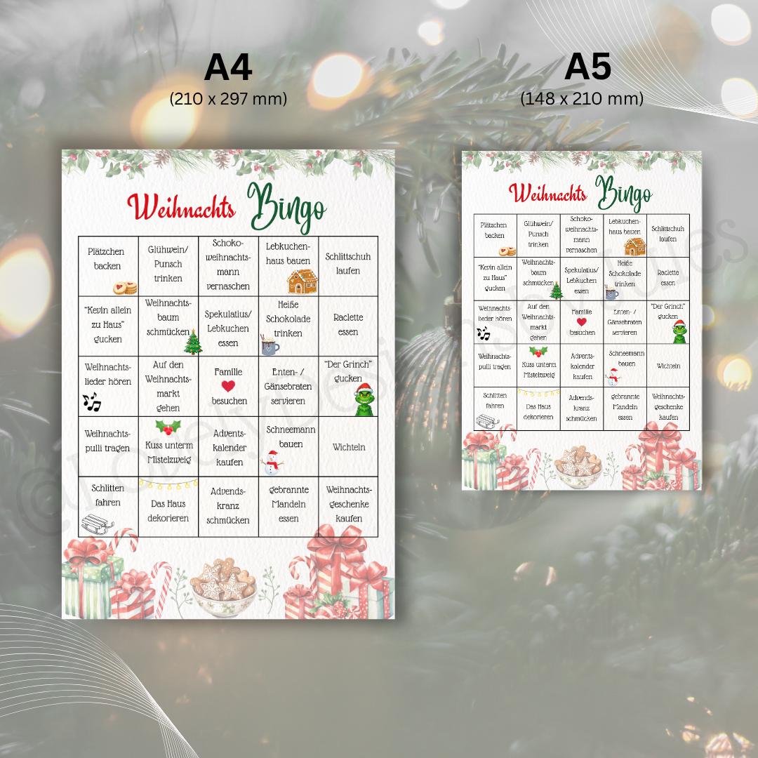 Weihnachts Bingo Vorlage | Weihnachtsaktivitäten Spiel | Digitaler ...