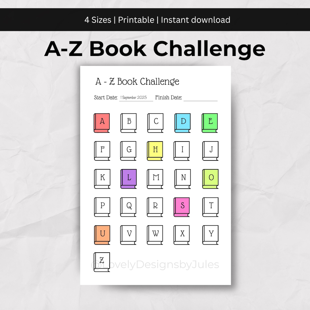 A-Z Book Challenge Printable | Reading Tracker | Alphabet Reading ...