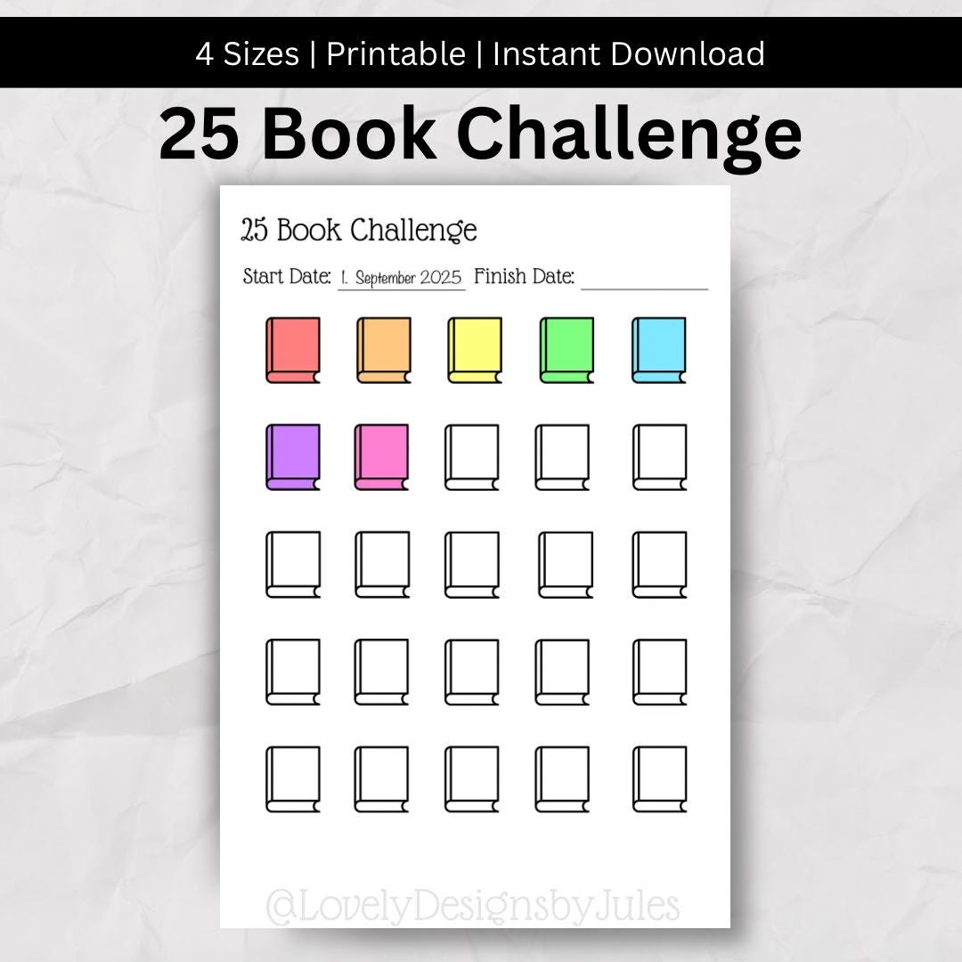 25 Book Reading Challenge Trackers | Printable Book Log | Minimalist ...