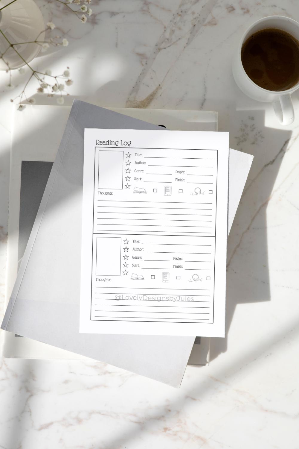 Reading Log Printable | Reading Journal PDF | Book Tracker Template ...