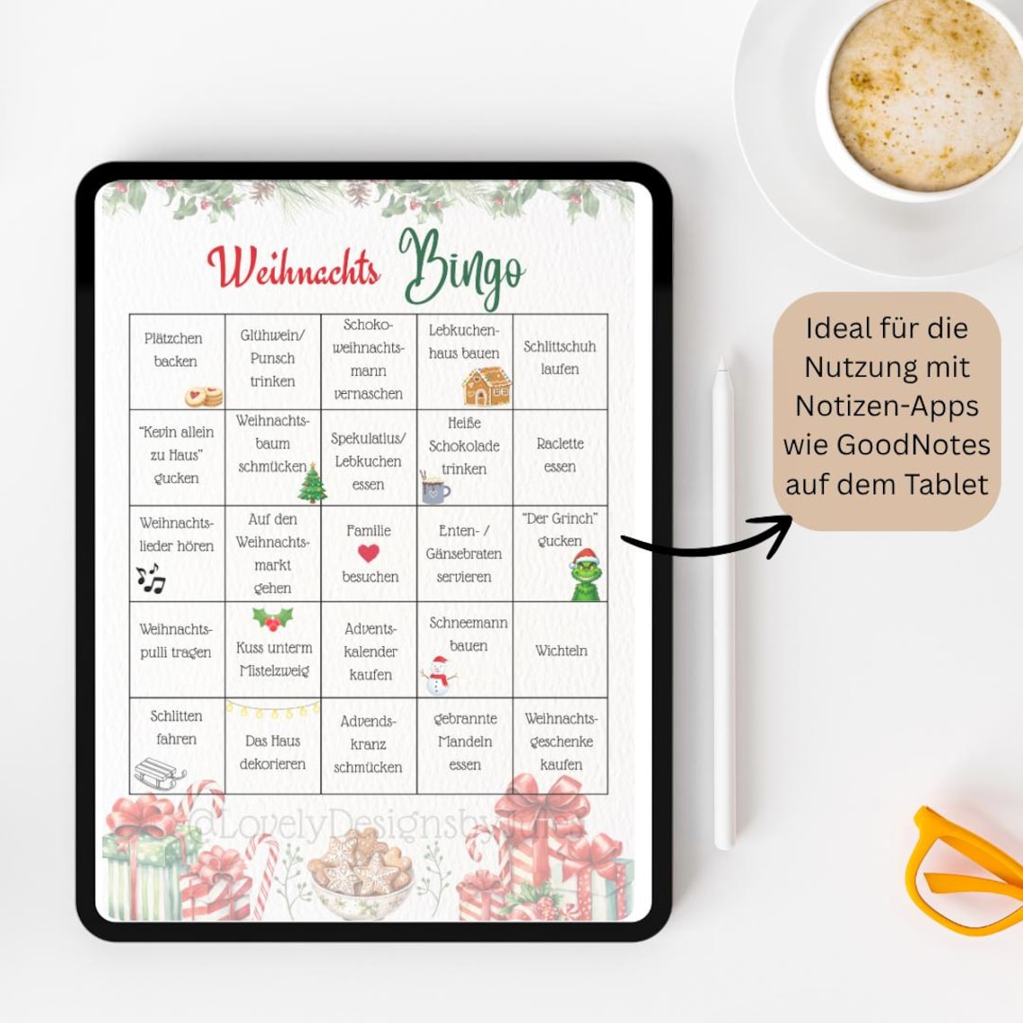Weihnachts Bingo Vorlage | Weihnachtsaktivitäten Spiel | Digitaler ...