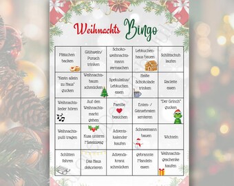 Weihnachts Bingo Vorlage | Weihnachtsaktivitäten Spiel | Digitaler ...