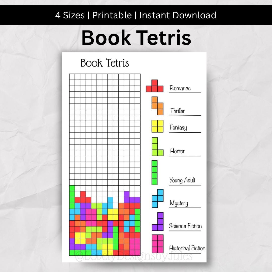 Book Tetris Reading Tracker | Printable Reading Challenge | Book Log ...