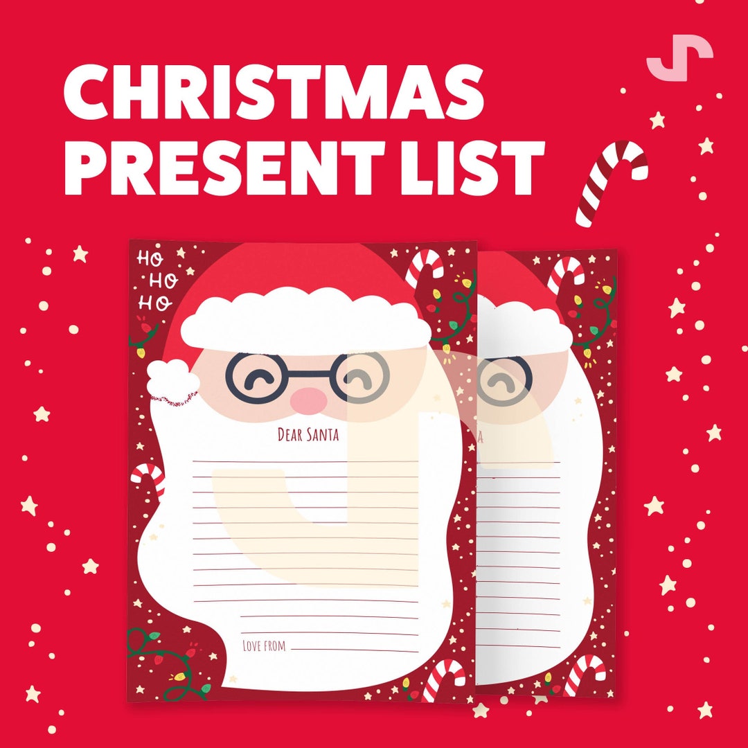 Carta a Santa, Carta imprimible a Santa, Lista de regalos de Navidad ...