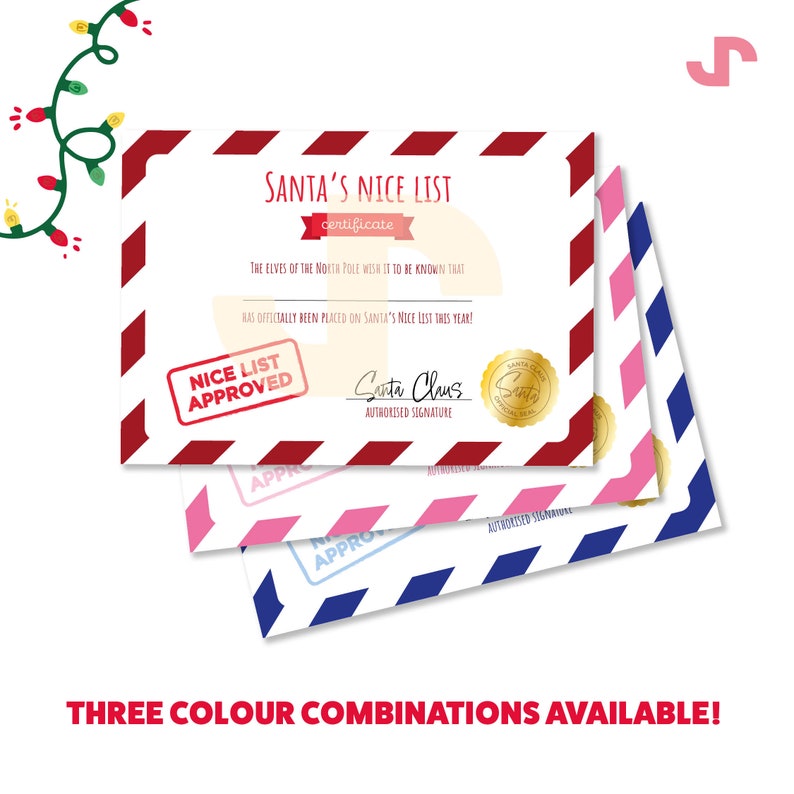 Nice List Certificate Letter From Santa, Printable Certificate From ...