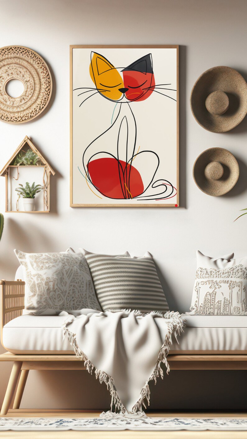 Colorful Boho Cat PRINTABLE ART Animal Print Download Cat Poster ...