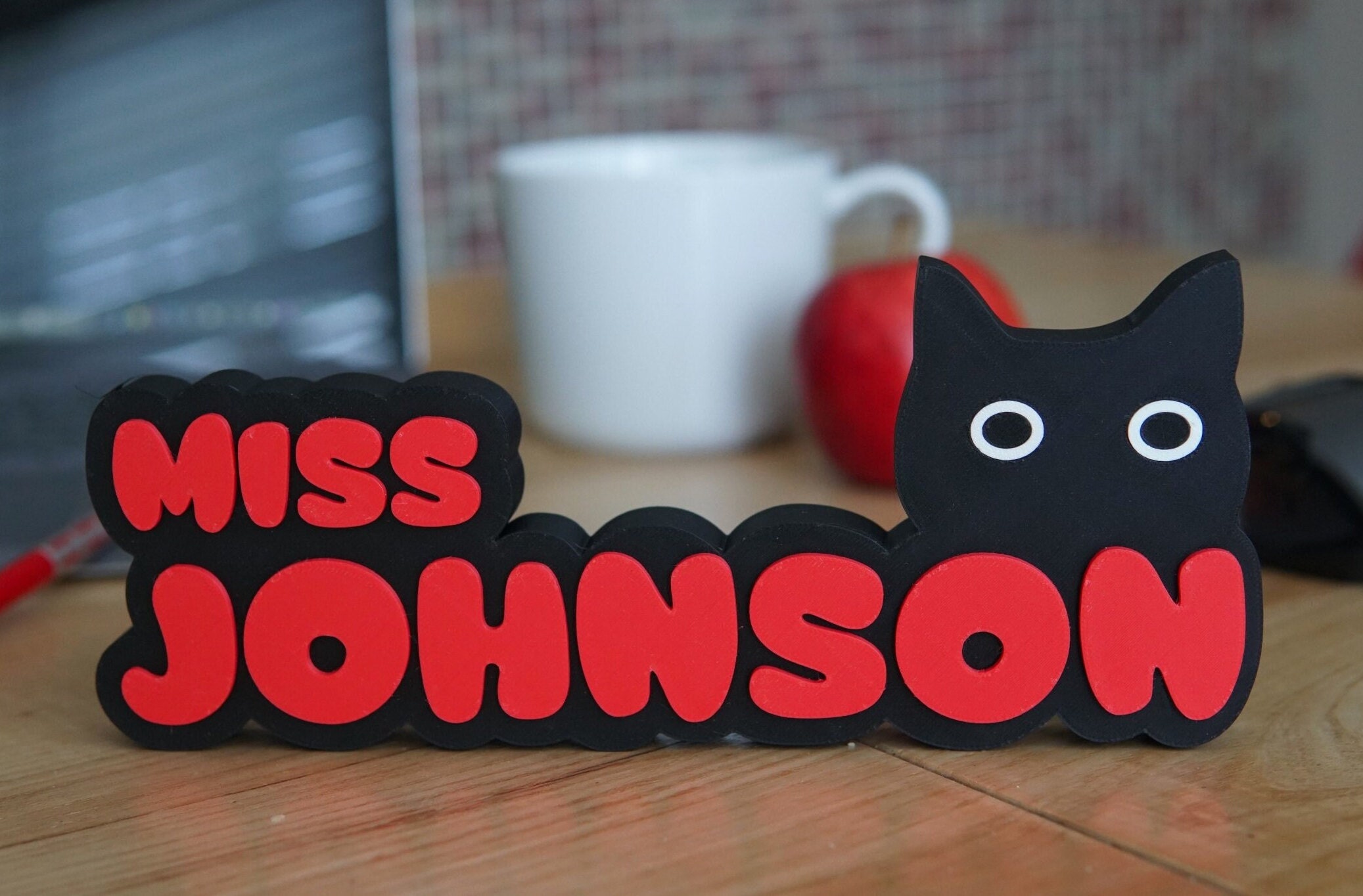 Kitty Cat Name Plate in Multiple Colors, Personalized Gift for Nurse ...