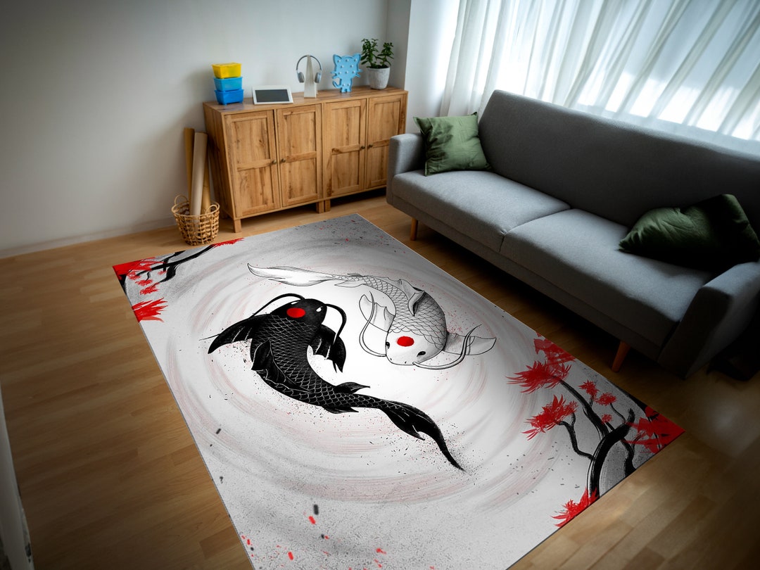 Ying Yang Rug, Yin Yang Themed Rug, Yin Yang Rug, Yin and Yang, Gift ...
