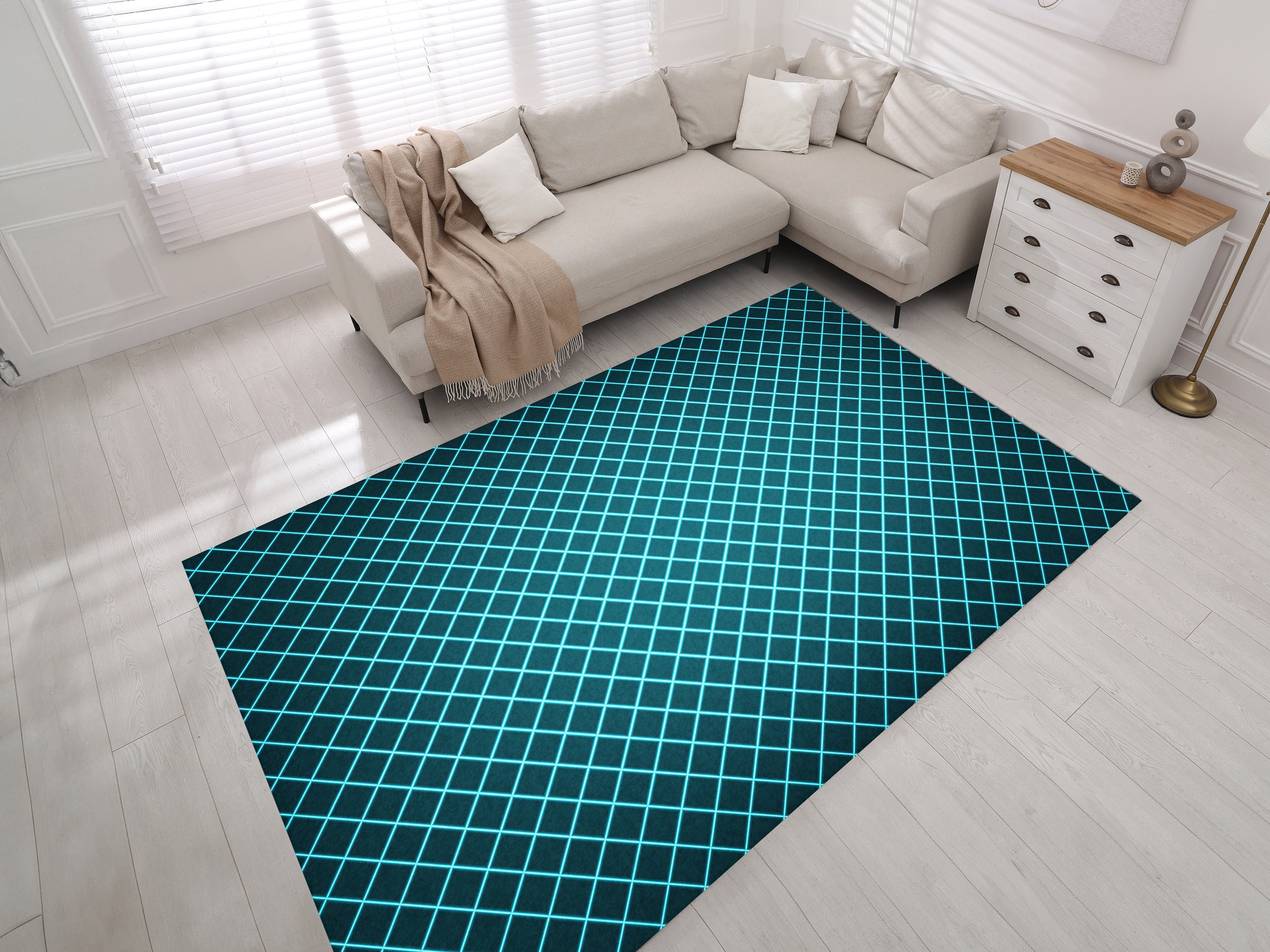 Hexagon Patterned Game Rug, E-spor Rug, Neon Look Rug, Gaming Room Rug ...